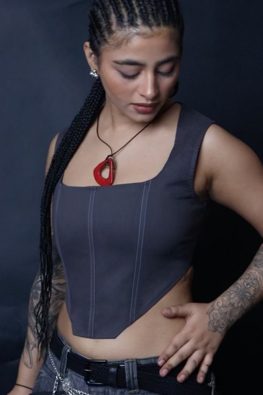 Grey Overtime Backless Corset